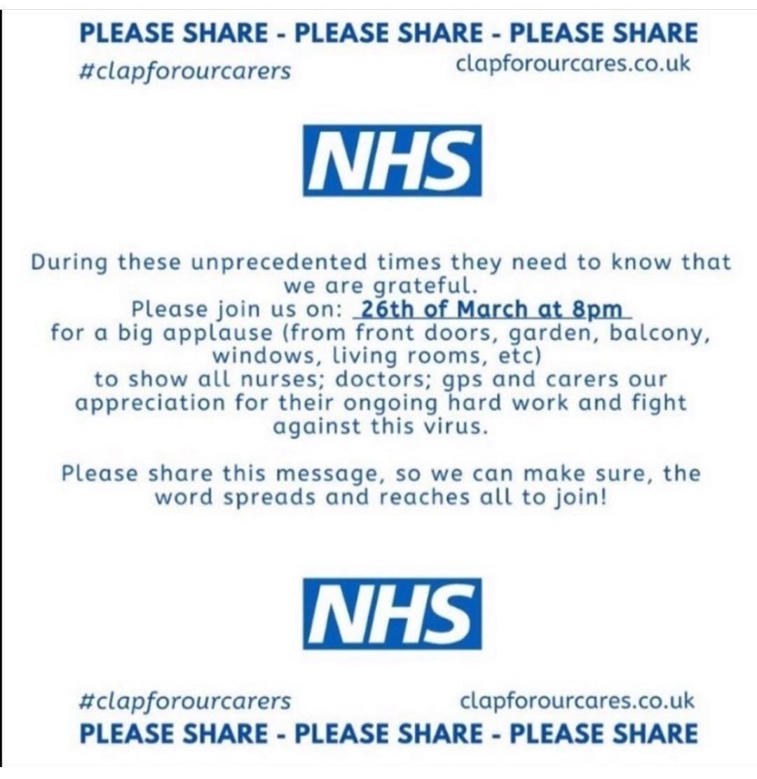 Solidarity for NHS workers: Join National applause Thursday 26 March 8 ...